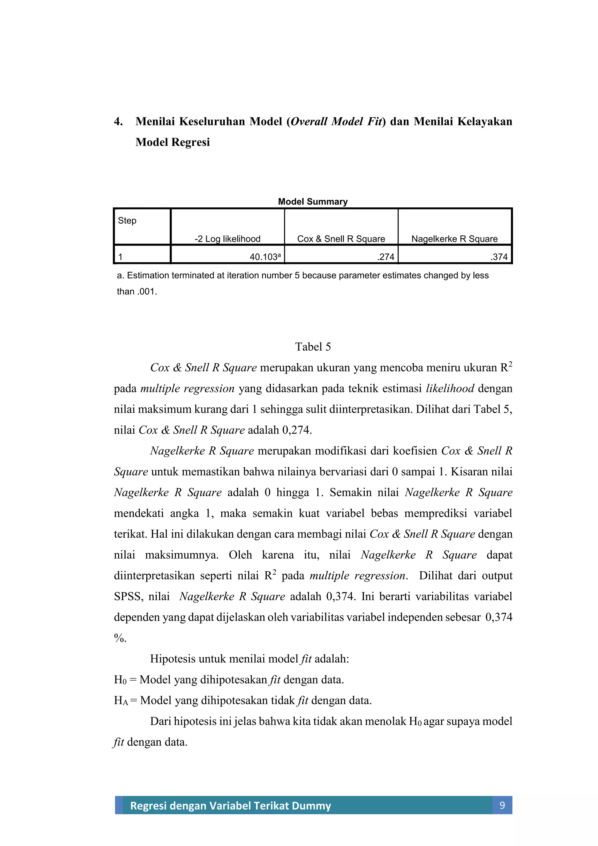 Makalah model regresi dengan variabel terikat dummy | PDF