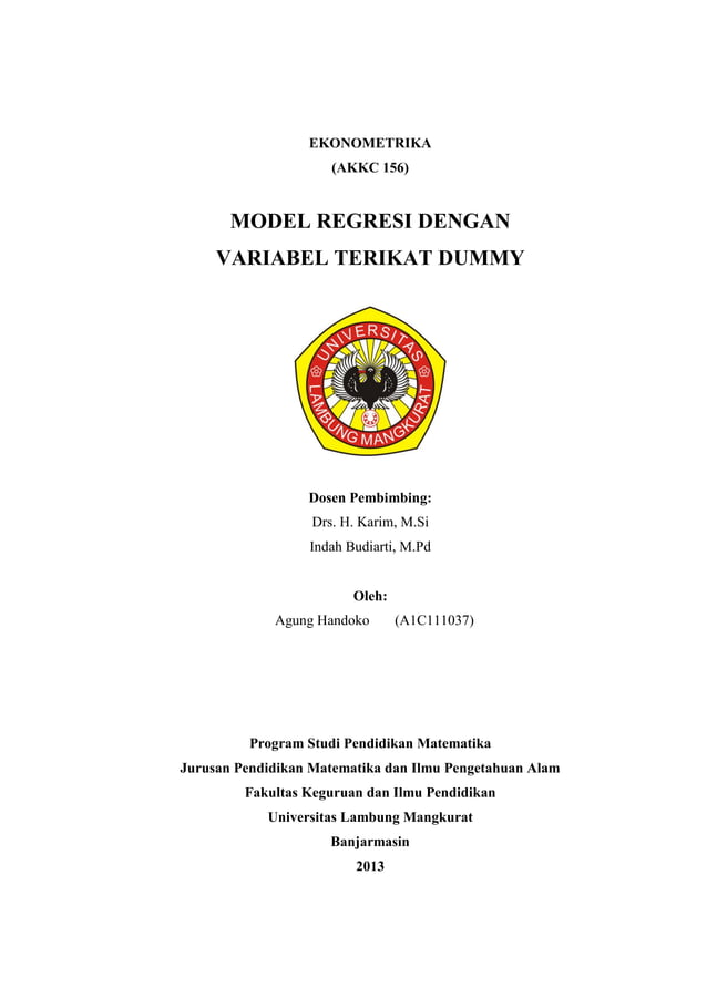 Makalah model regresi dengan variabel terikat dummy | PDF