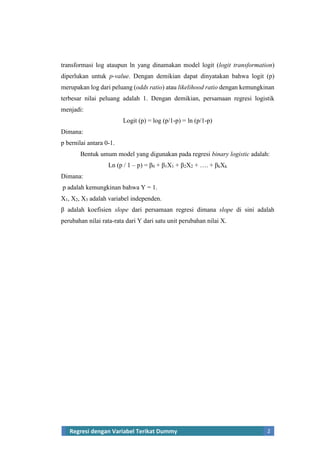 Makalah model regresi dengan variabel terikat dummy | PDF