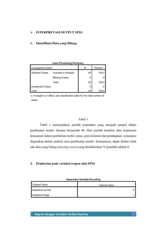 Makalah model regresi dengan variabel terikat dummy | PDF