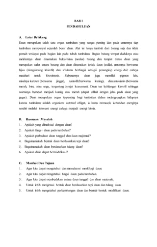 Makalah morfologi daun | DOCX