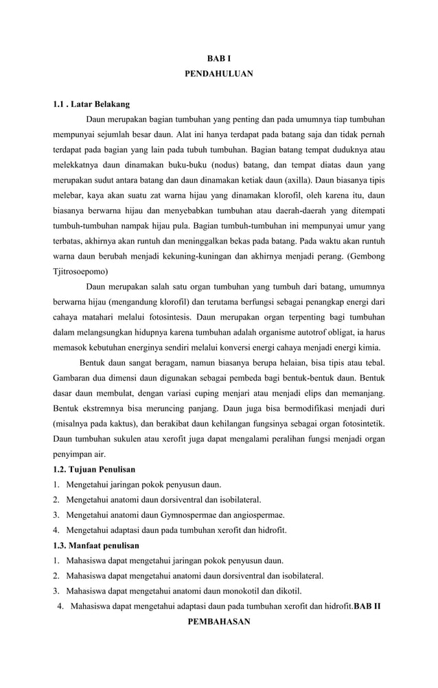 Makalah morfologi daun | PDF