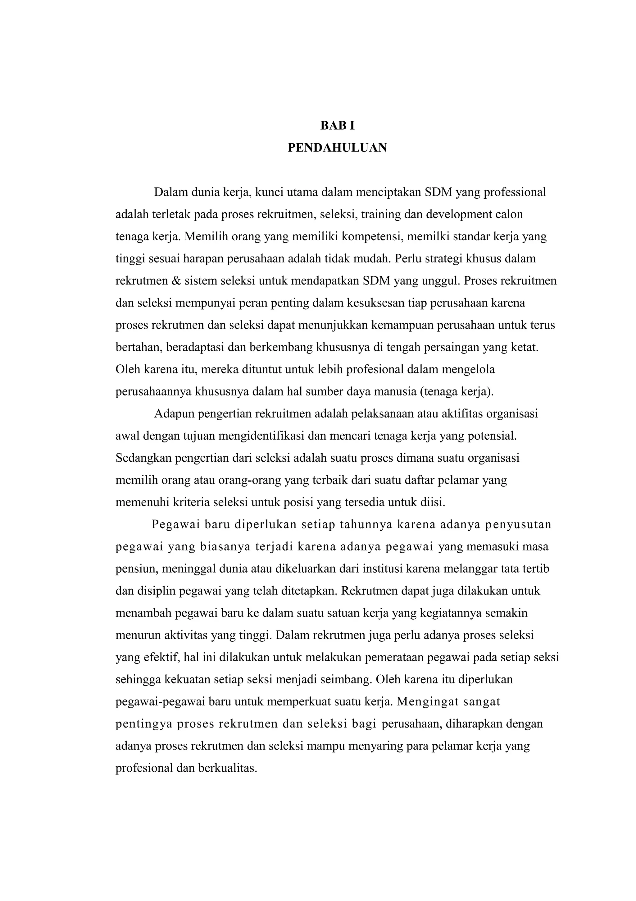 Makalah MSDM (REKRUITMEN DAN SELEKSI KARYAWAN) | DOC