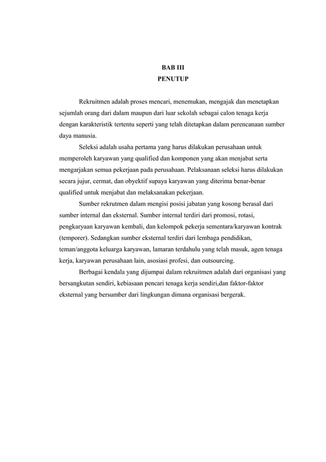 Makalah MSDM (REKRUITMEN DAN SELEKSI KARYAWAN) | DOC