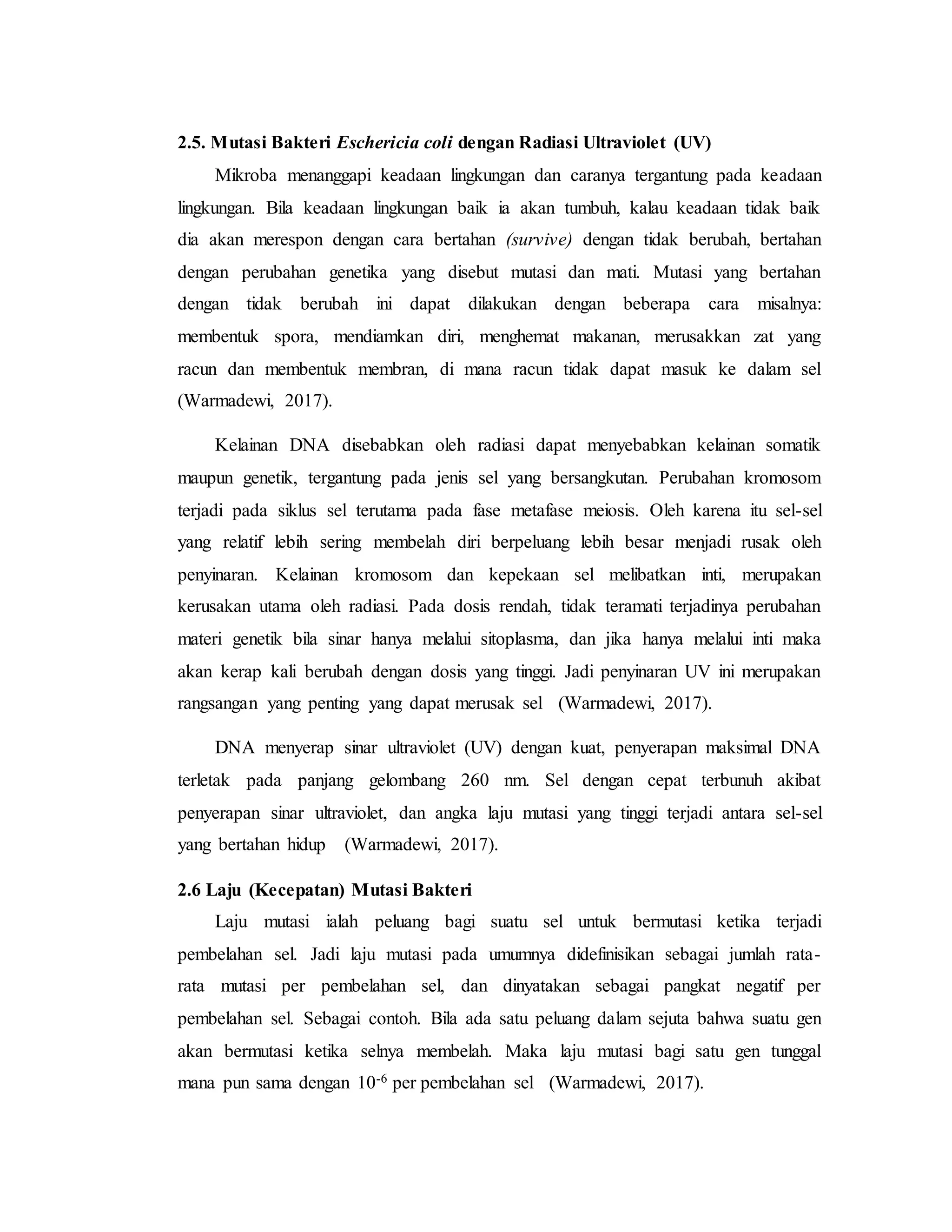 Laporan Praktikum Genetika: Mutasi Pada Bakteri | DOCX