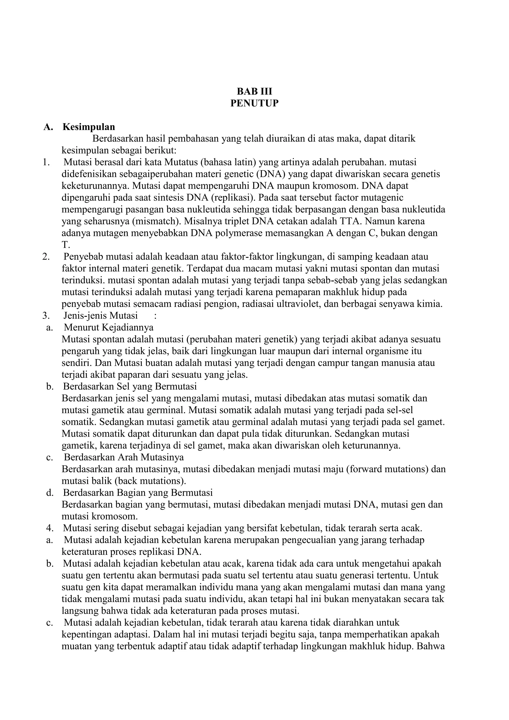 Makalah mutasi gen | DOCX