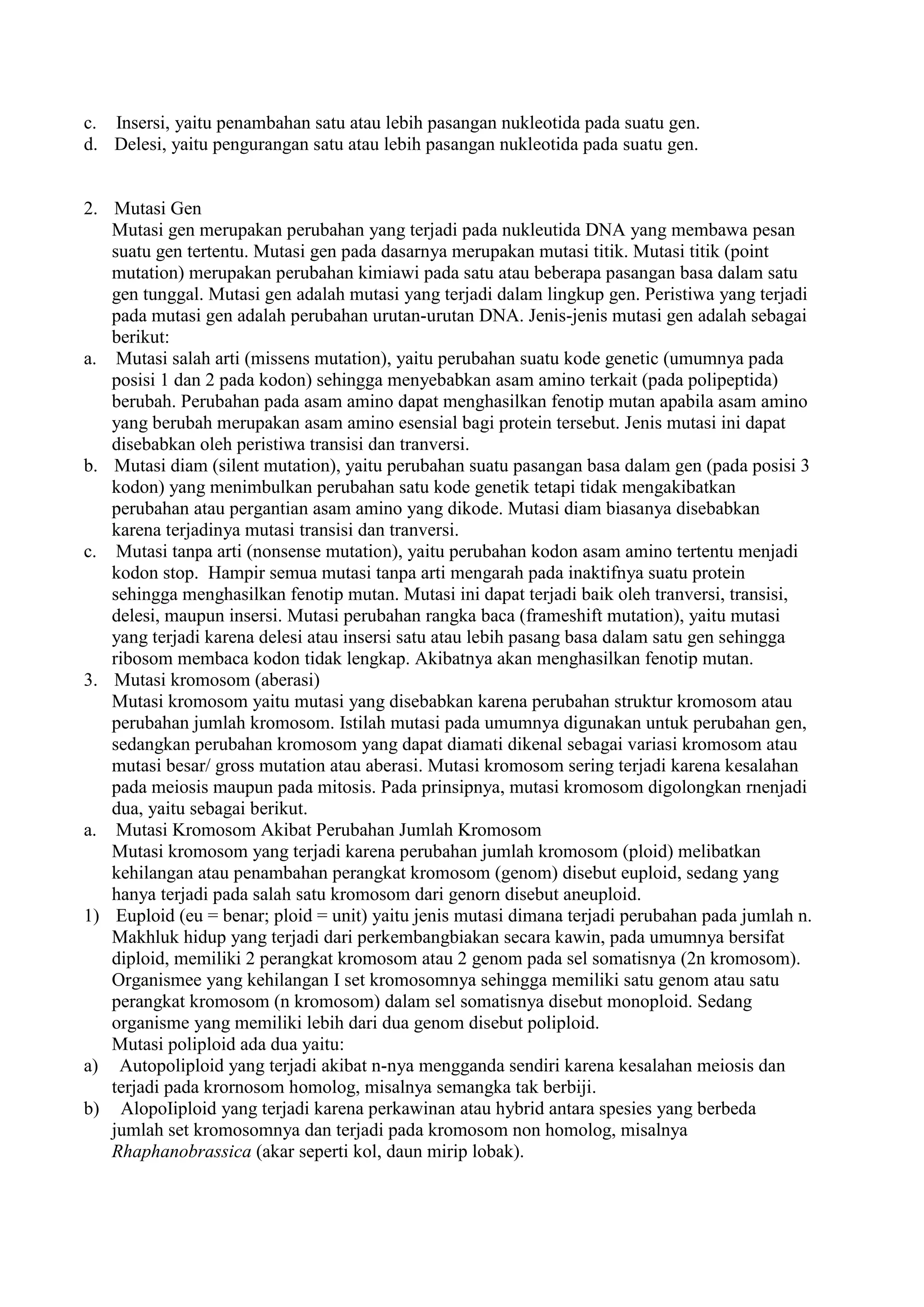 Makalah mutasi gen | DOCX