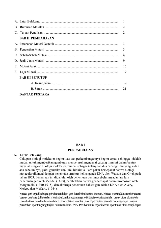 Makalah mutasi gen | DOCX