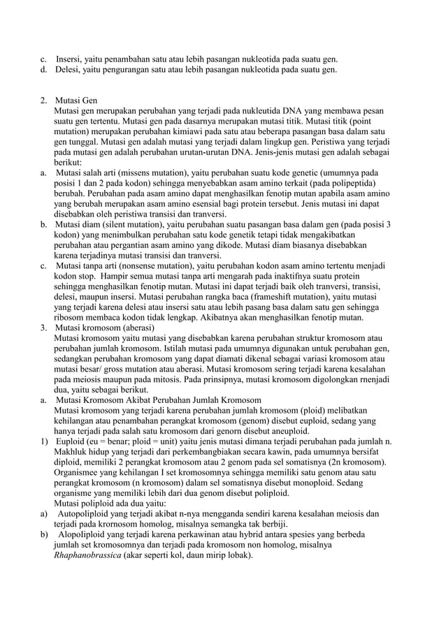 Makalah mutasi gen | DOCX