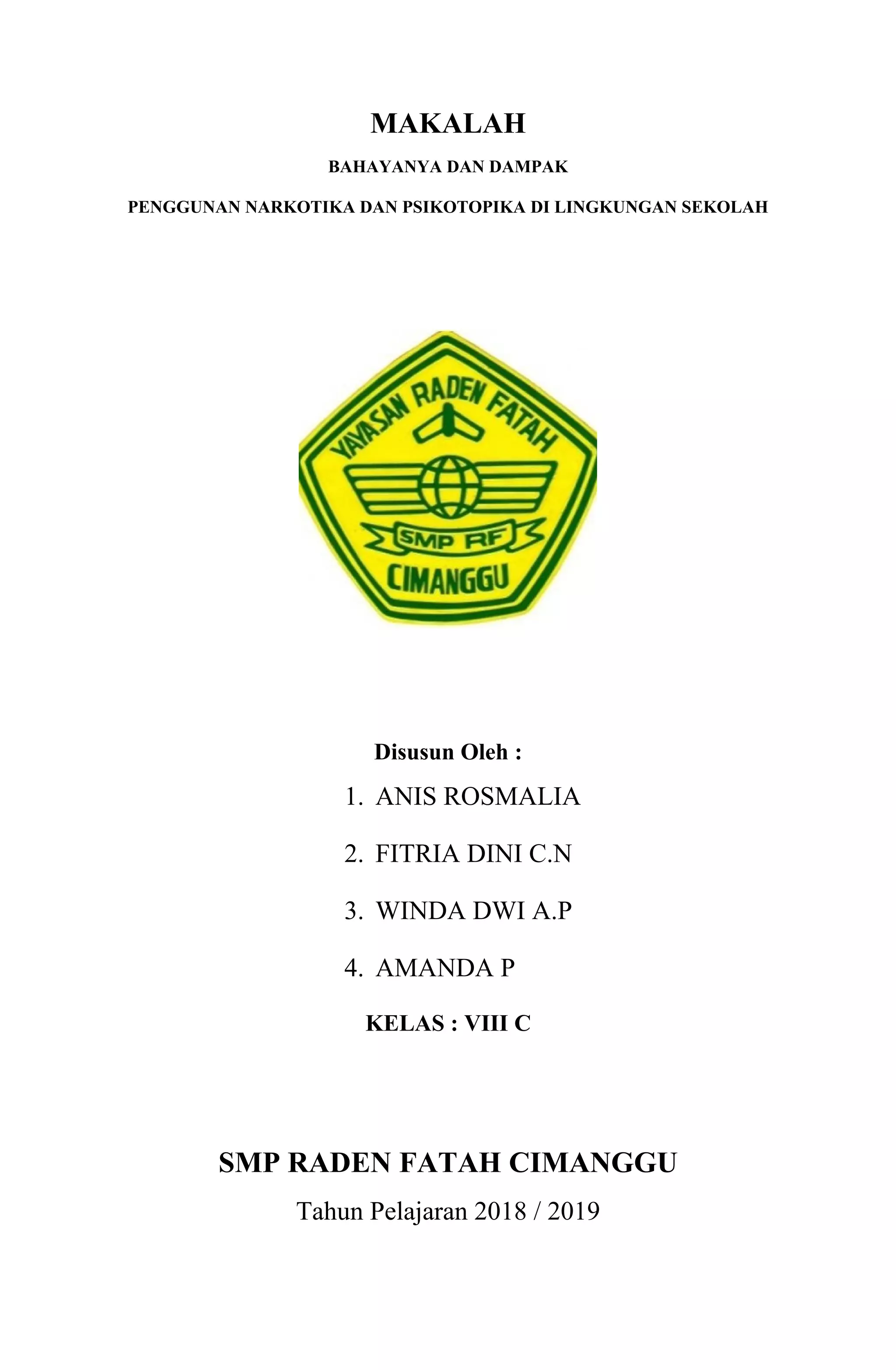 Makalah narkoba sampul | DOC