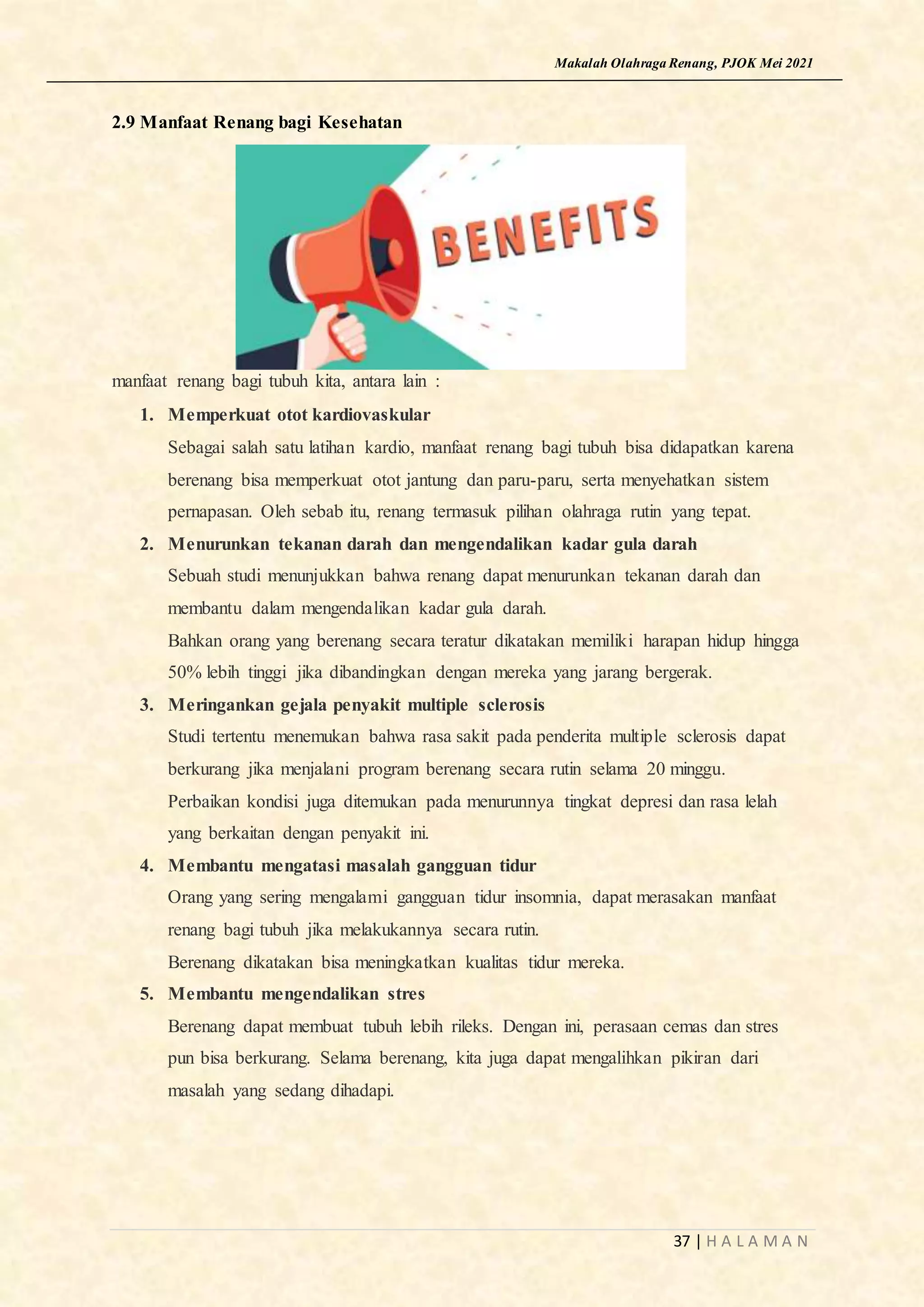 Makalah olahraga renang secara lengkap | DOCX