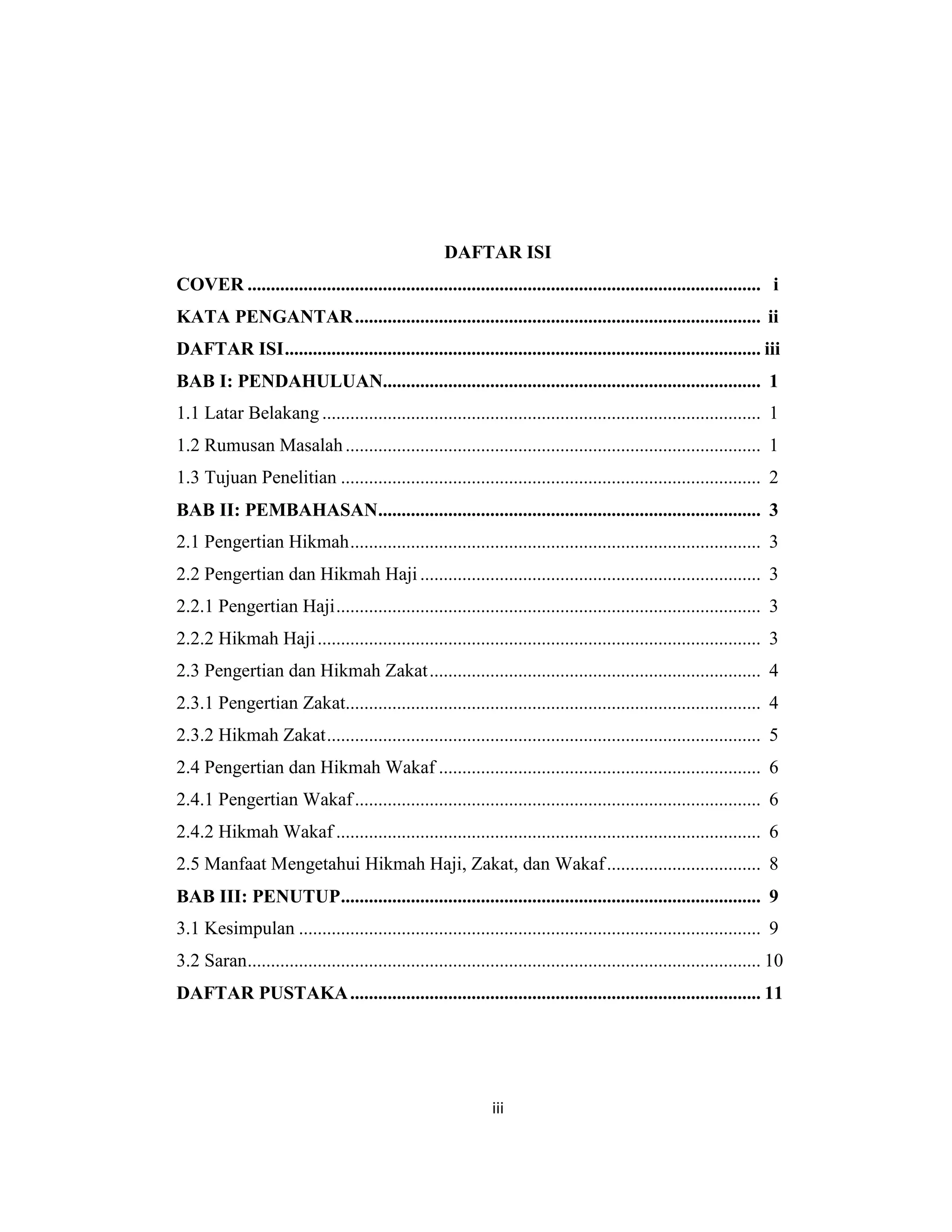 ANALISIS HIKMAH IBADAH HAJI, ZAKAT, DAN WAKAF BAGI INDIVIDU DAN MASYARAKAT | DOCX
