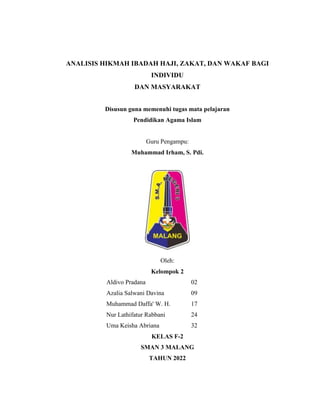 ANALISIS HIKMAH IBADAH HAJI, ZAKAT, DAN WAKAF BAGI INDIVIDU DAN ...
