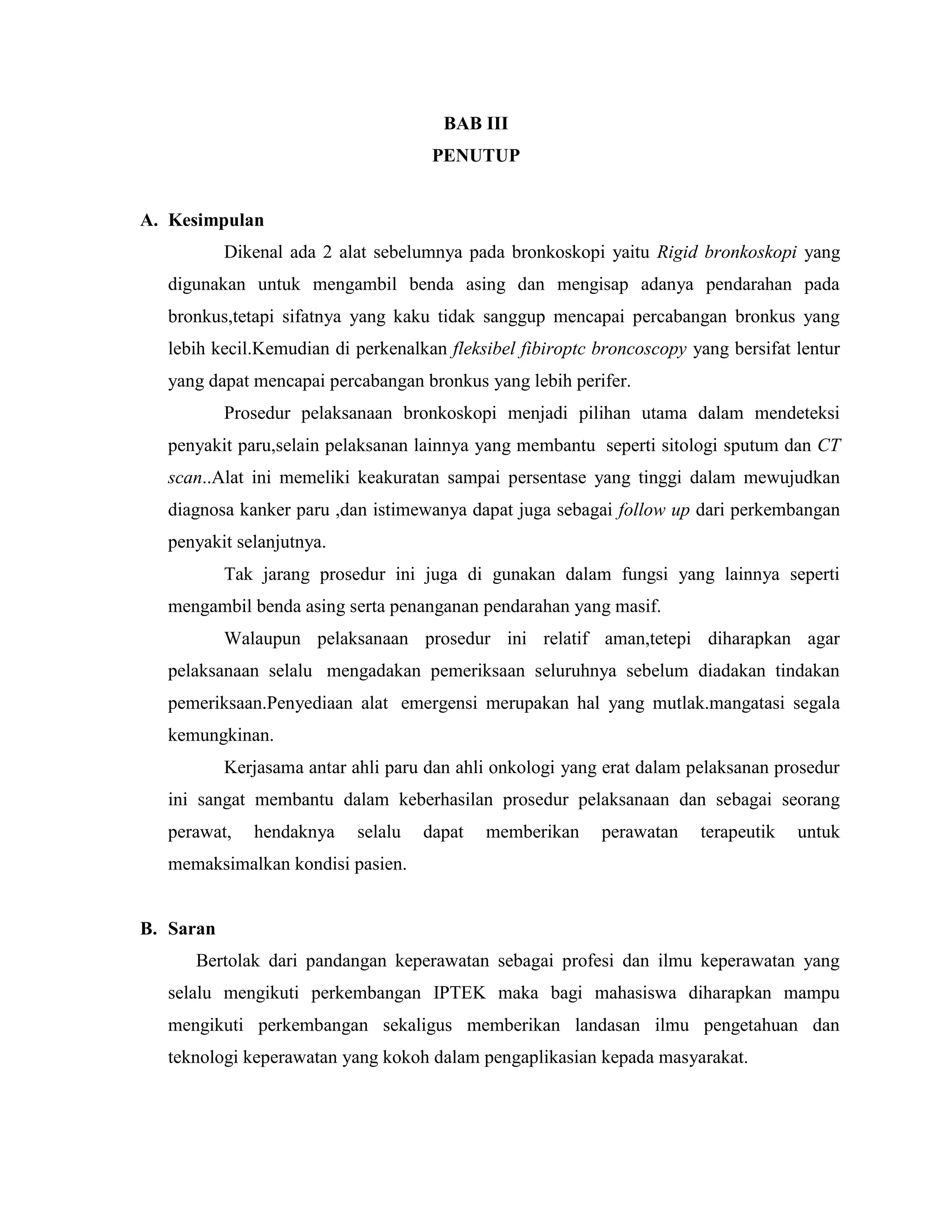 Pemeriksaan Diagnostik Bronkoskopi | DOCX