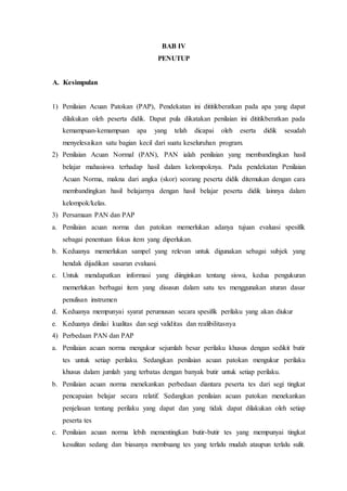 PENENTUAN SKOR DAN MENGOLAH DATA HASIL PENGUKURAN DAN PENILAIAN | DOCX