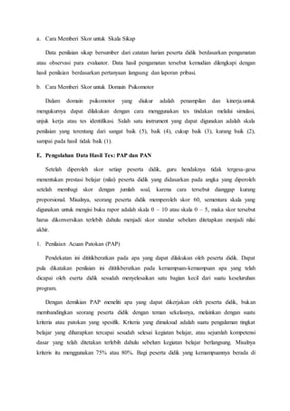 PENENTUAN SKOR DAN MENGOLAH DATA HASIL PENGUKURAN DAN PENILAIAN | DOCX