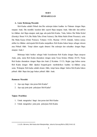 Makalah Pekerjaan dan karunia Roh kudus | DOCX