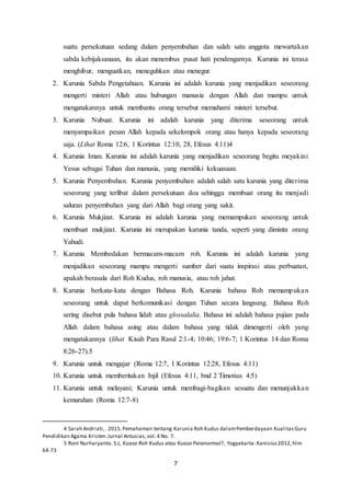 Makalah Pekerjaan dan karunia Roh kudus | DOCX