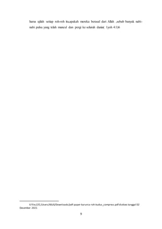 Makalah Pekerjaan dan karunia Roh kudus | DOCX