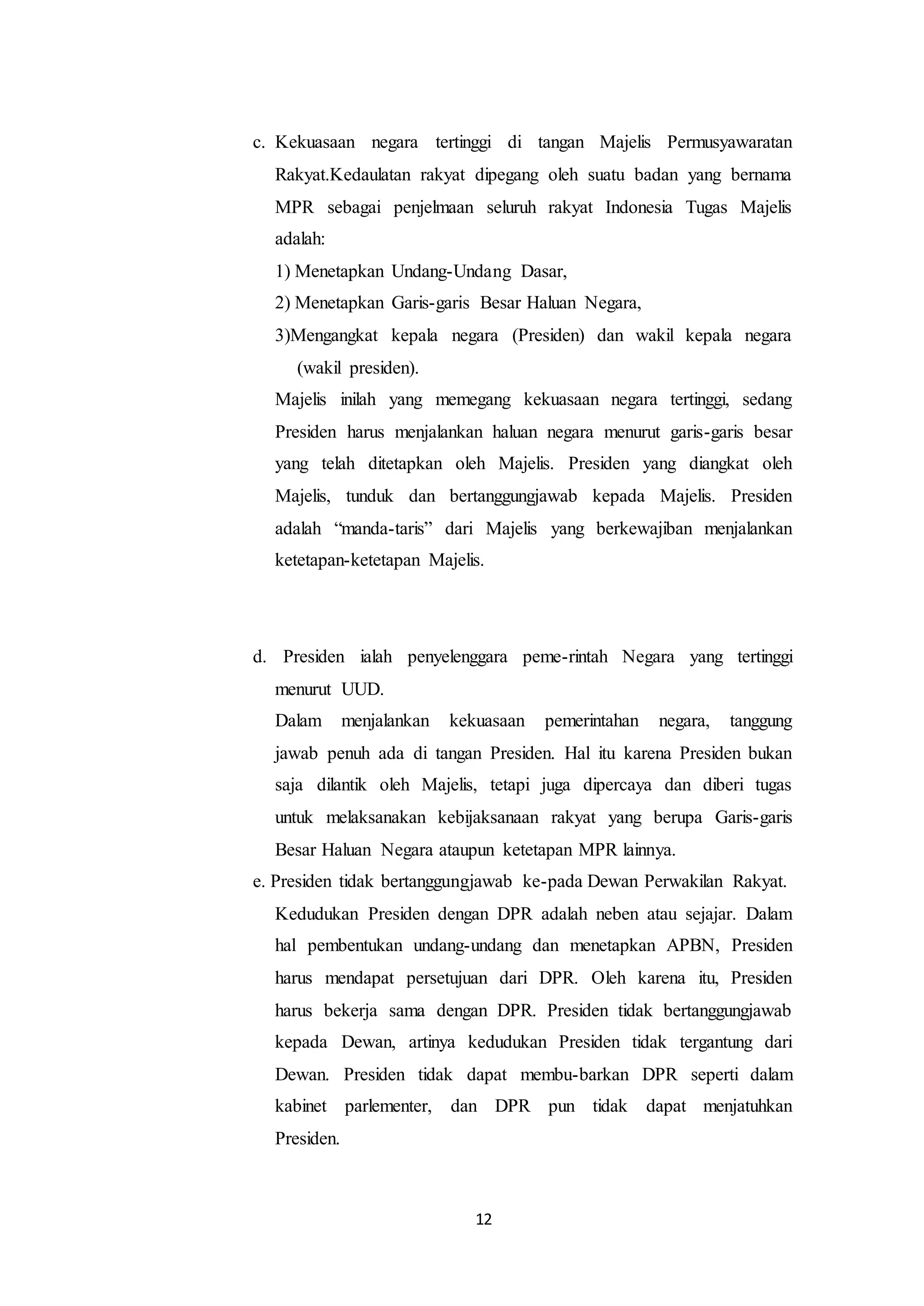 Makalah pelaksanaan sistem pemerintahan di indonesia ppttttt | PDF