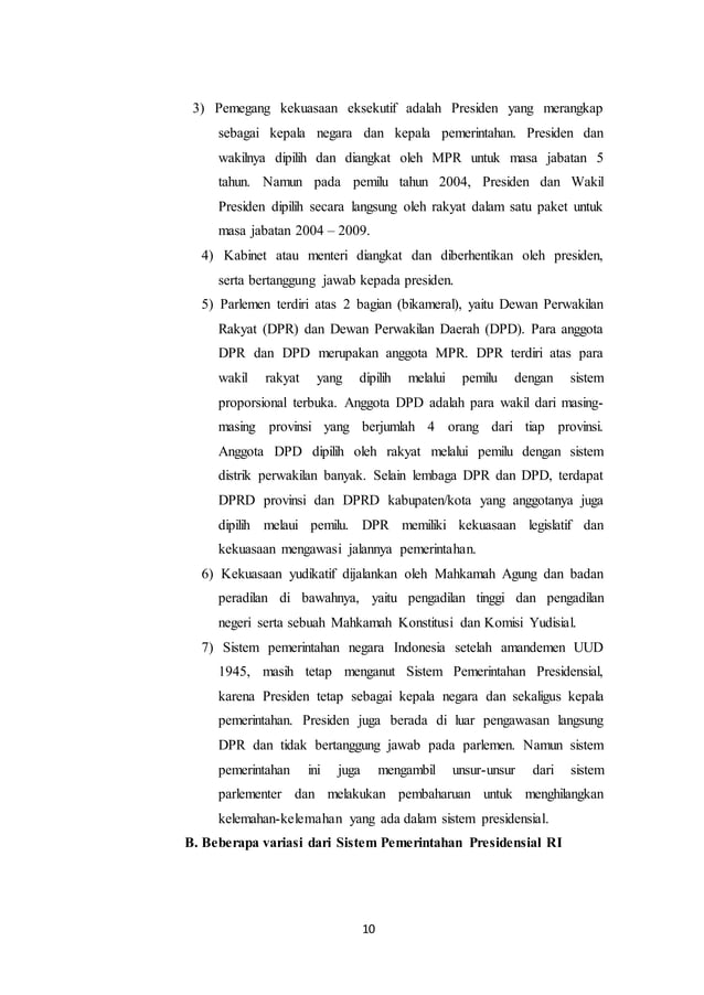 Makalah pelaksanaan sistem pemerintahan di indonesia ppttttt | PDF