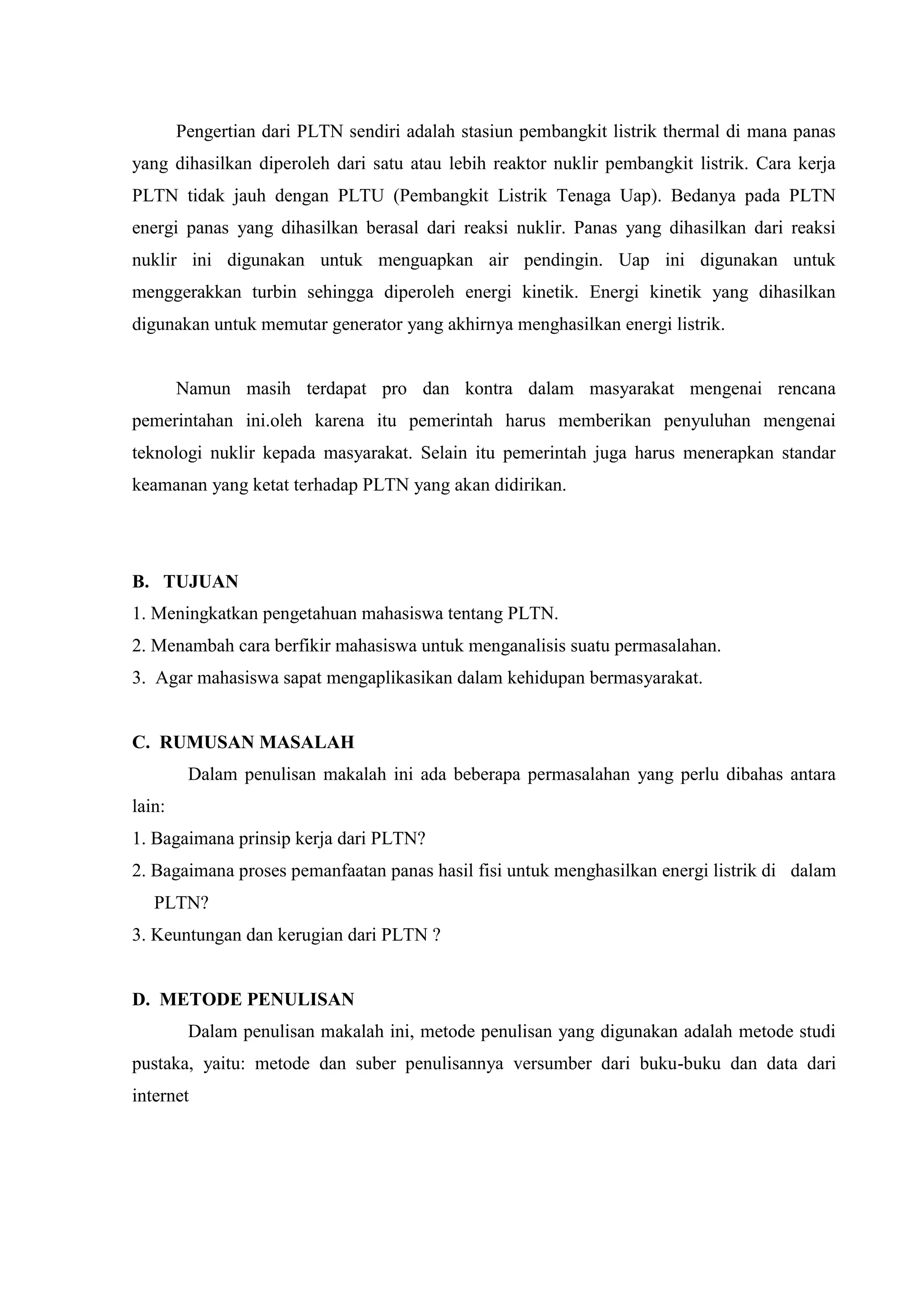 Makalah pembangkit listrik tenaga nuklir | DOCX