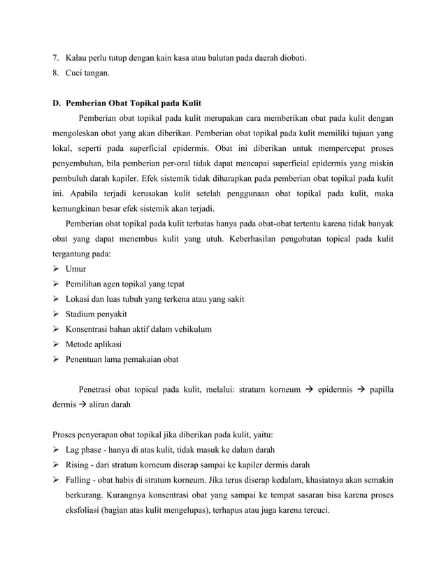 Makalah pemberian obat pada kulit | DOCX