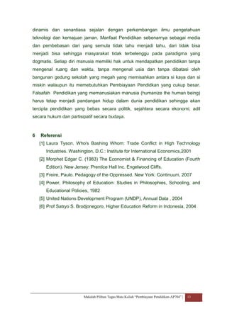 Pembiayaan pendidikan dilihat dari manfaat tangible dan intangible | PDF