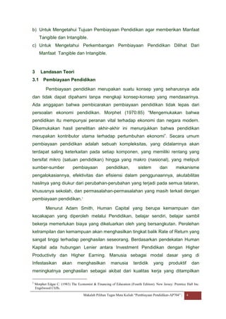 Pembiayaan pendidikan dilihat dari manfaat tangible dan intangible | PDF