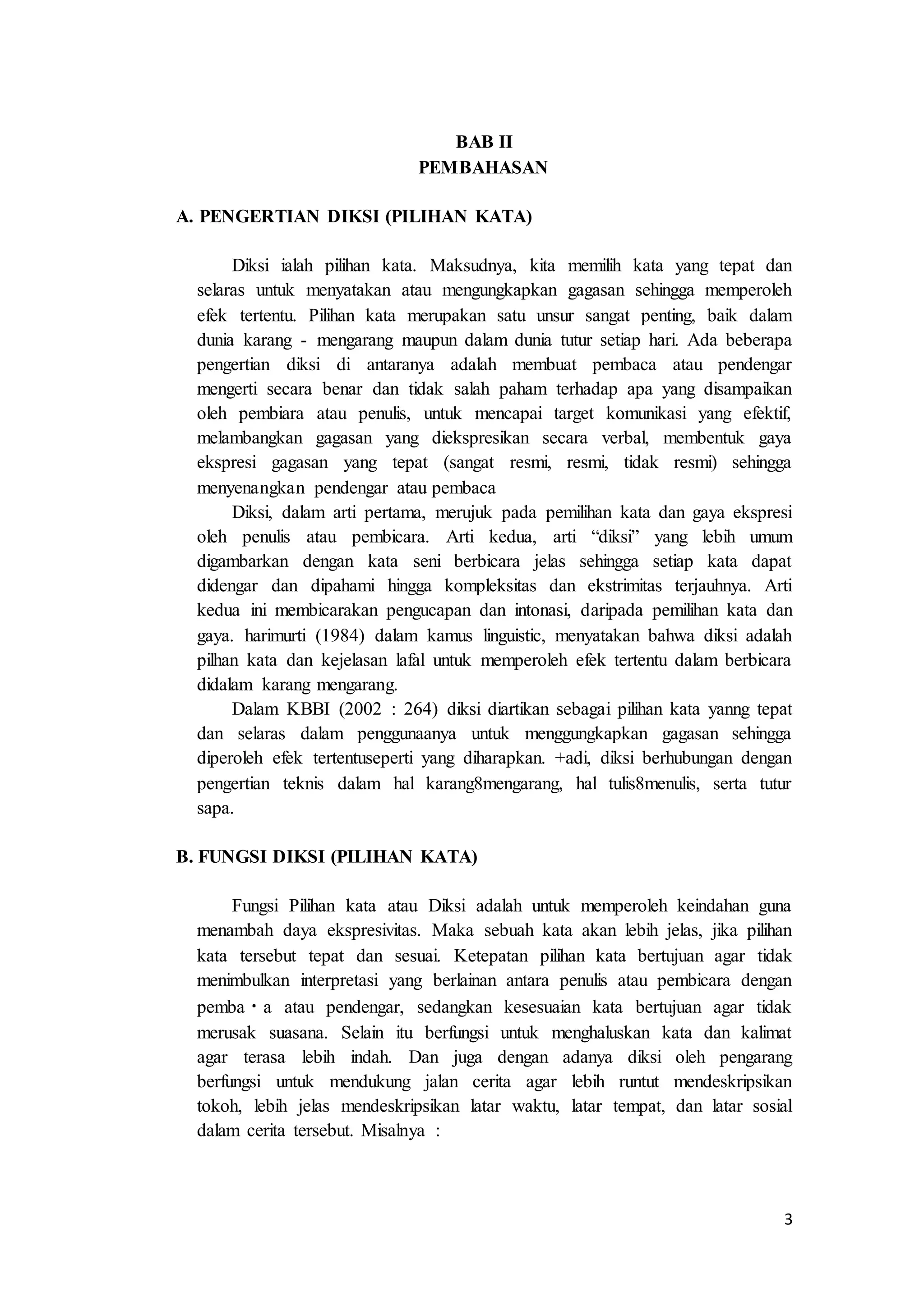 Makalah pemilihan kata (diksi) kelompok 1 | DOCX