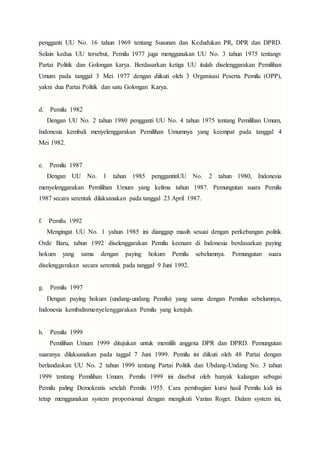 Makalah pemilu di indonesia | PDF