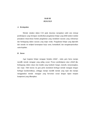 Makalah pemrograman cai model simulasi | DOCX