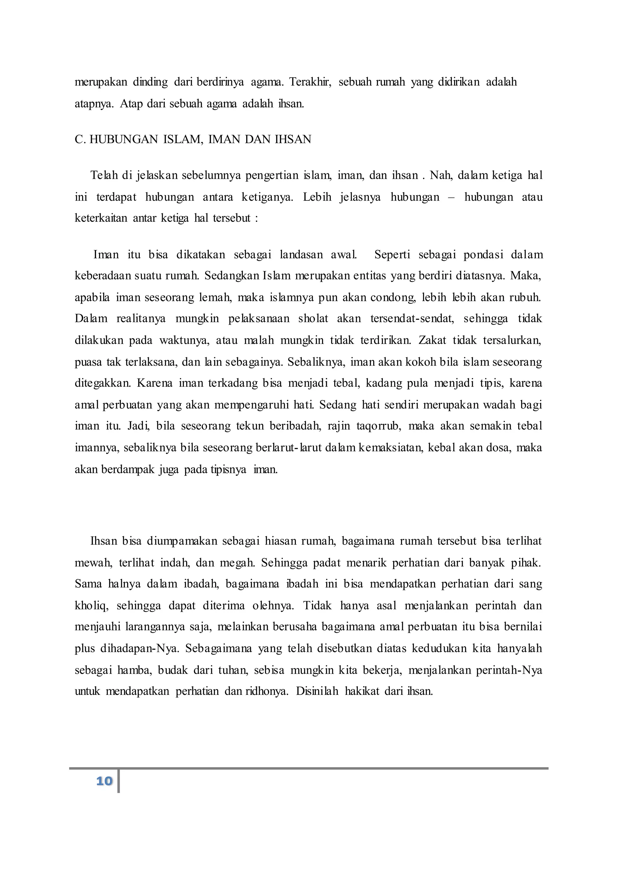 Makalah pendidikan agama islam iman islam ihsan | DOCX