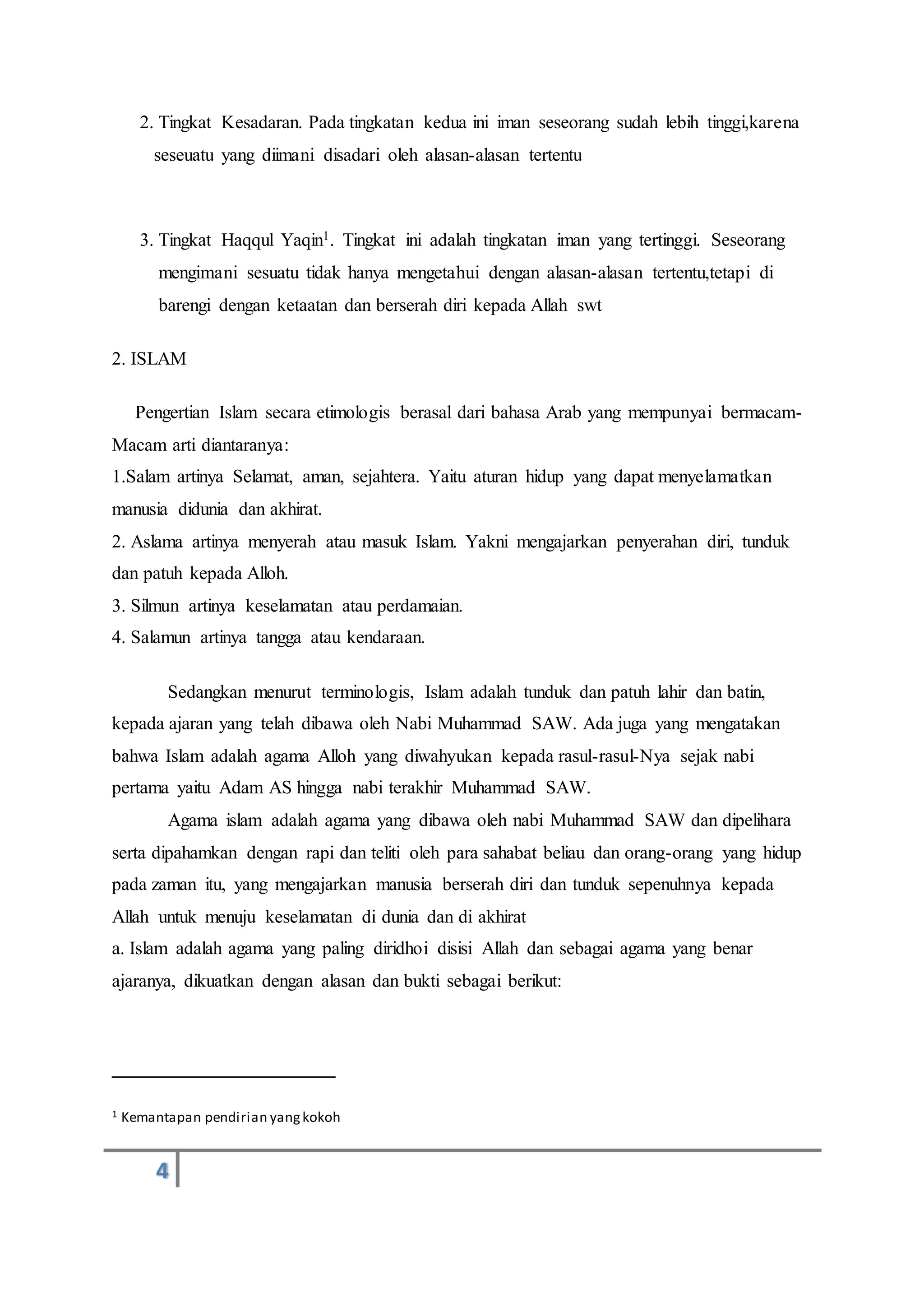 Makalah pendidikan agama islam iman islam ihsan | DOCX