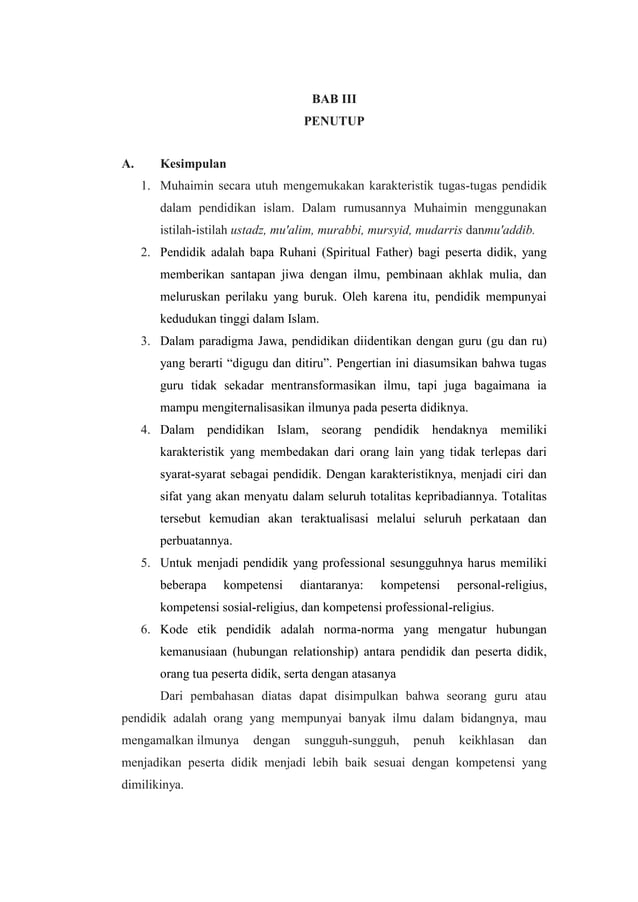 Makalah pendidik dlm pendidikan islam | PDF