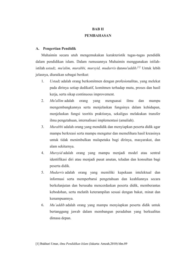 Makalah pendidik dlm pendidikan islam | PDF
