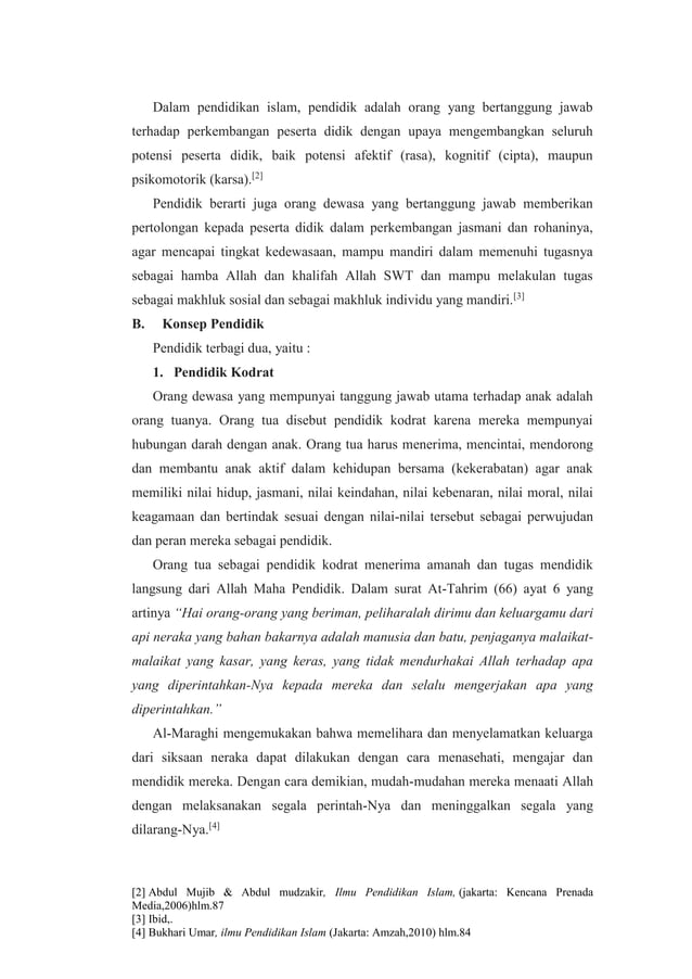 Makalah pendidik dlm pendidikan islam | PDF