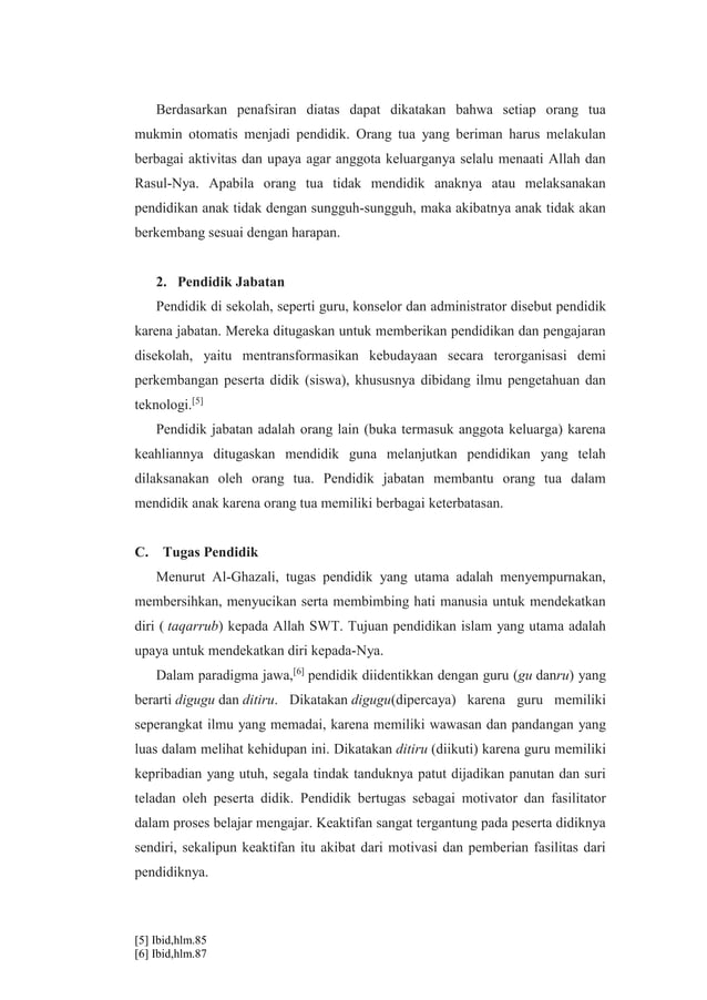 Makalah pendidik dlm pendidikan islam | PDF