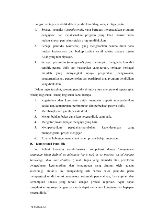 Makalah pendidik dlm pendidikan islam | PDF