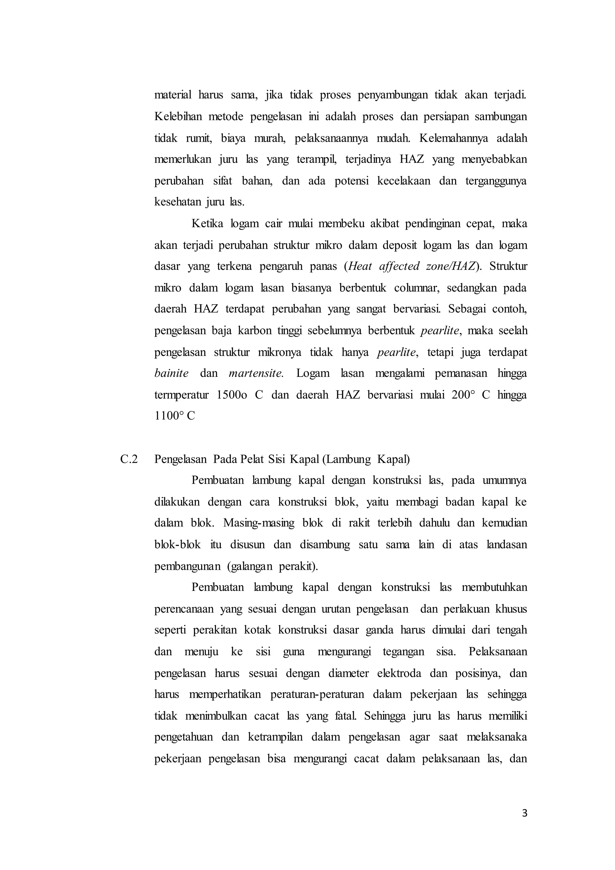 Cacat Las Pada Pelat Lambung Kapal | DOCX