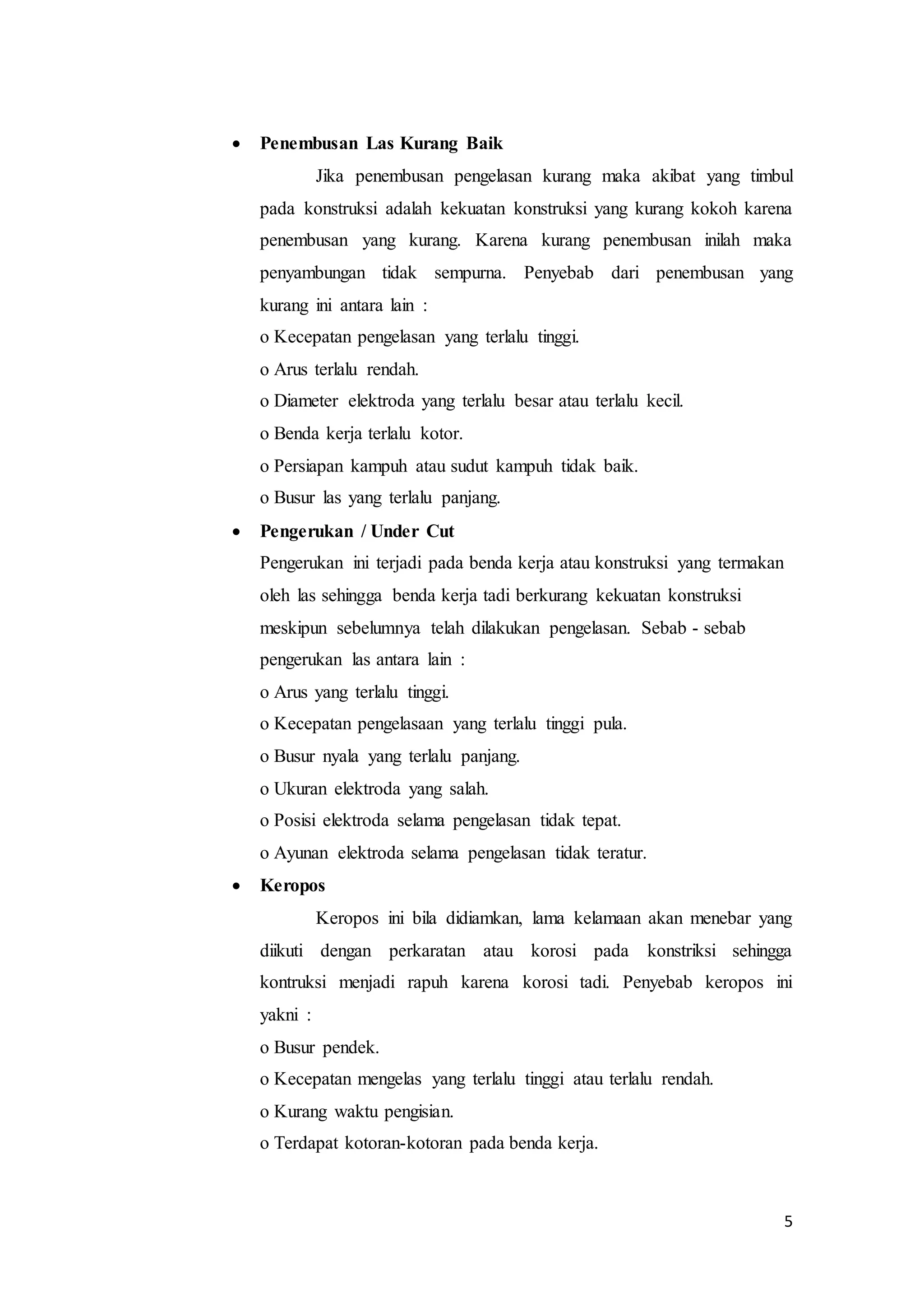 Cacat Las Pada Pelat Lambung Kapal | DOCX