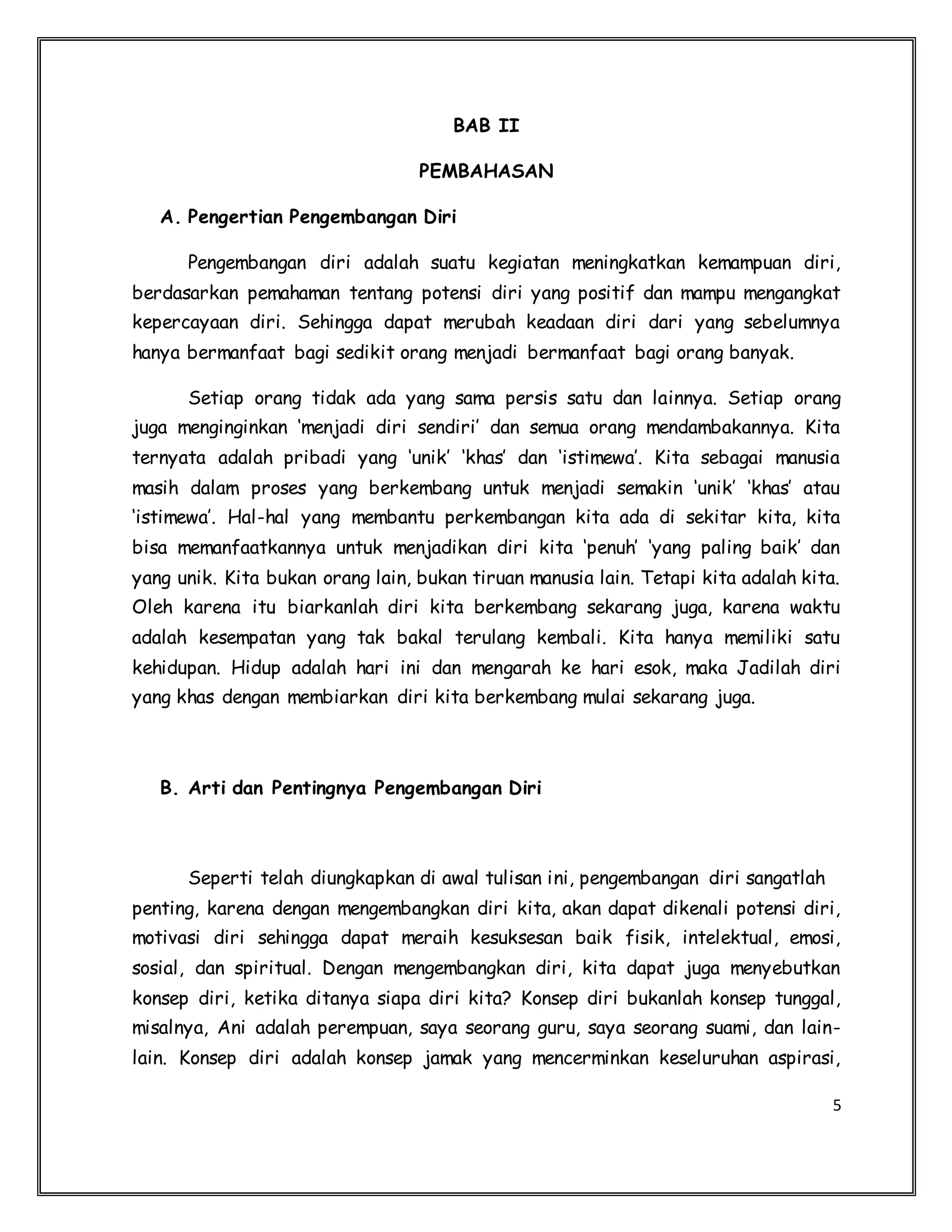 Contoh makalah pengembangan diri | DOCX