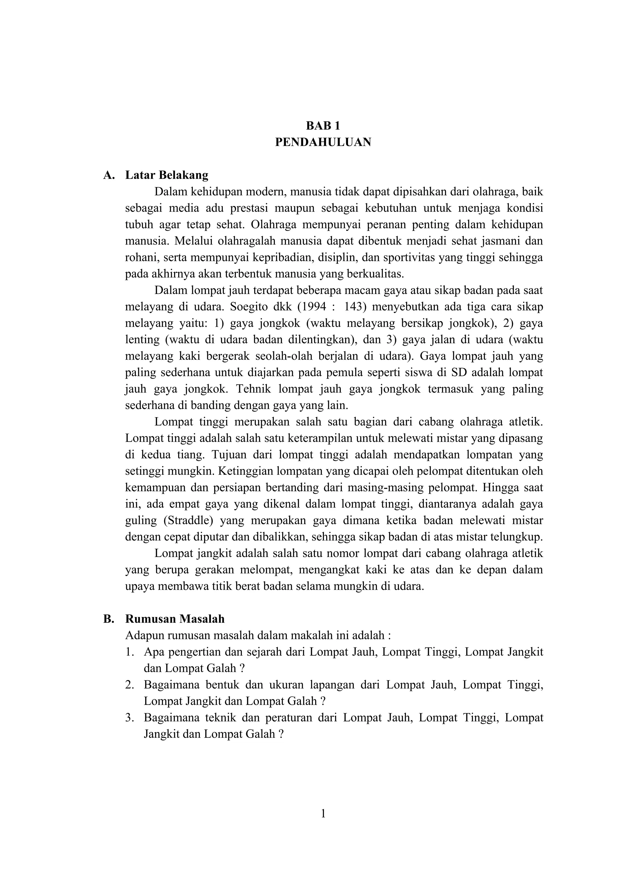materi tentang atletik dan macam-macam jenis atletik | DOCX