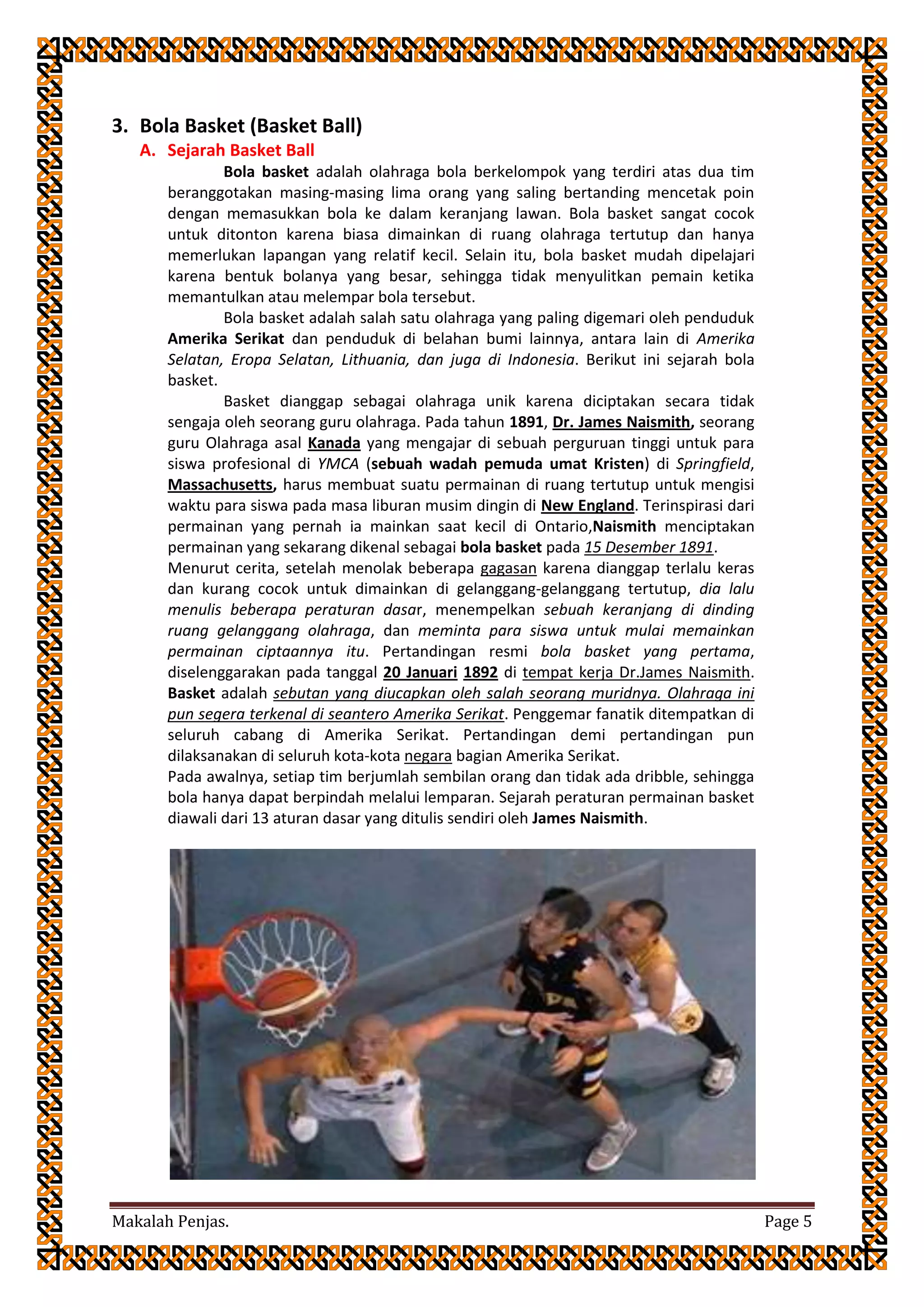 Makalah penjas tentang ukuran dan sejarah sepak bola, basket, takraw ...