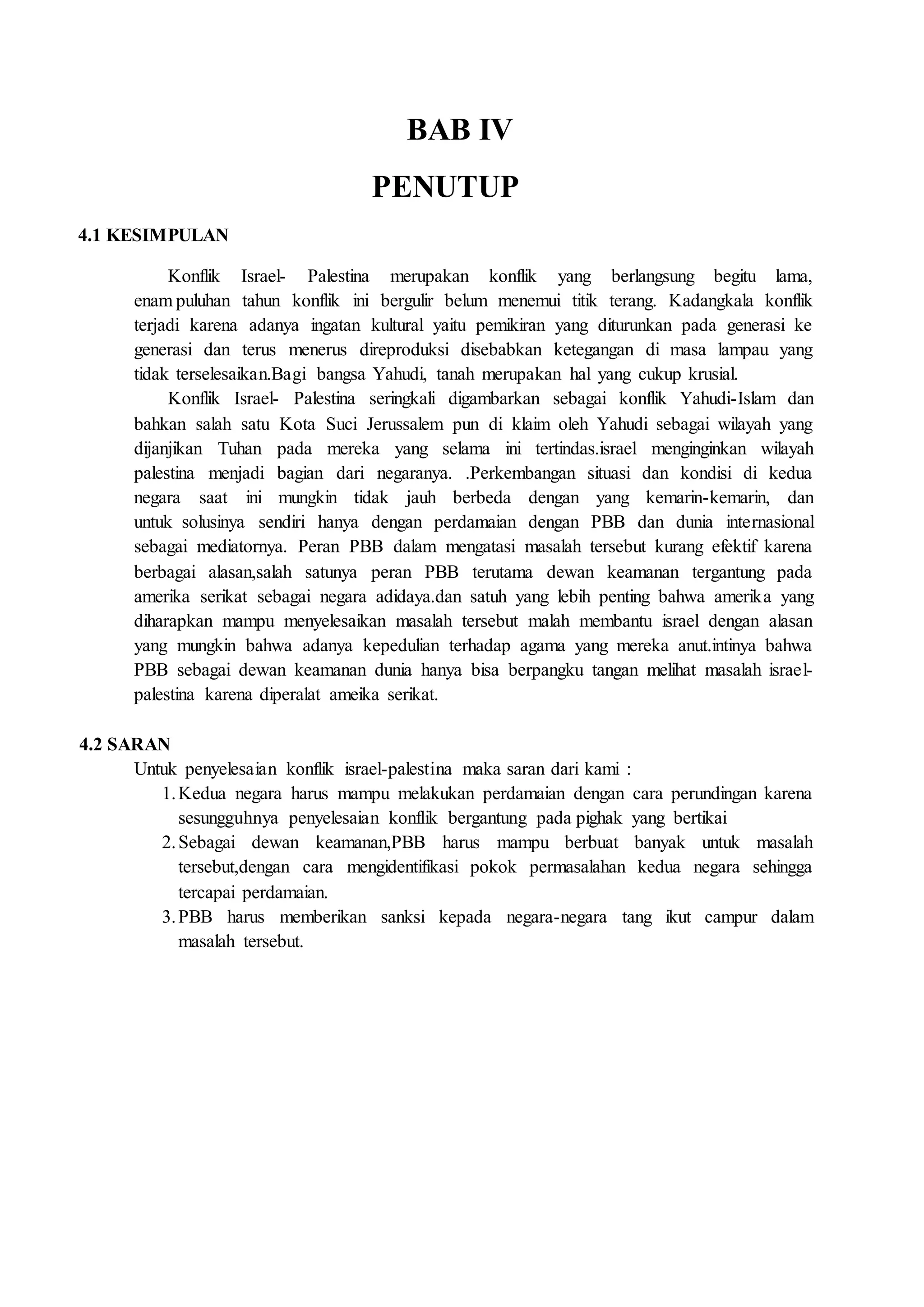 Makalah peranan PBB dalam mengatasi konflik israel | DOCX