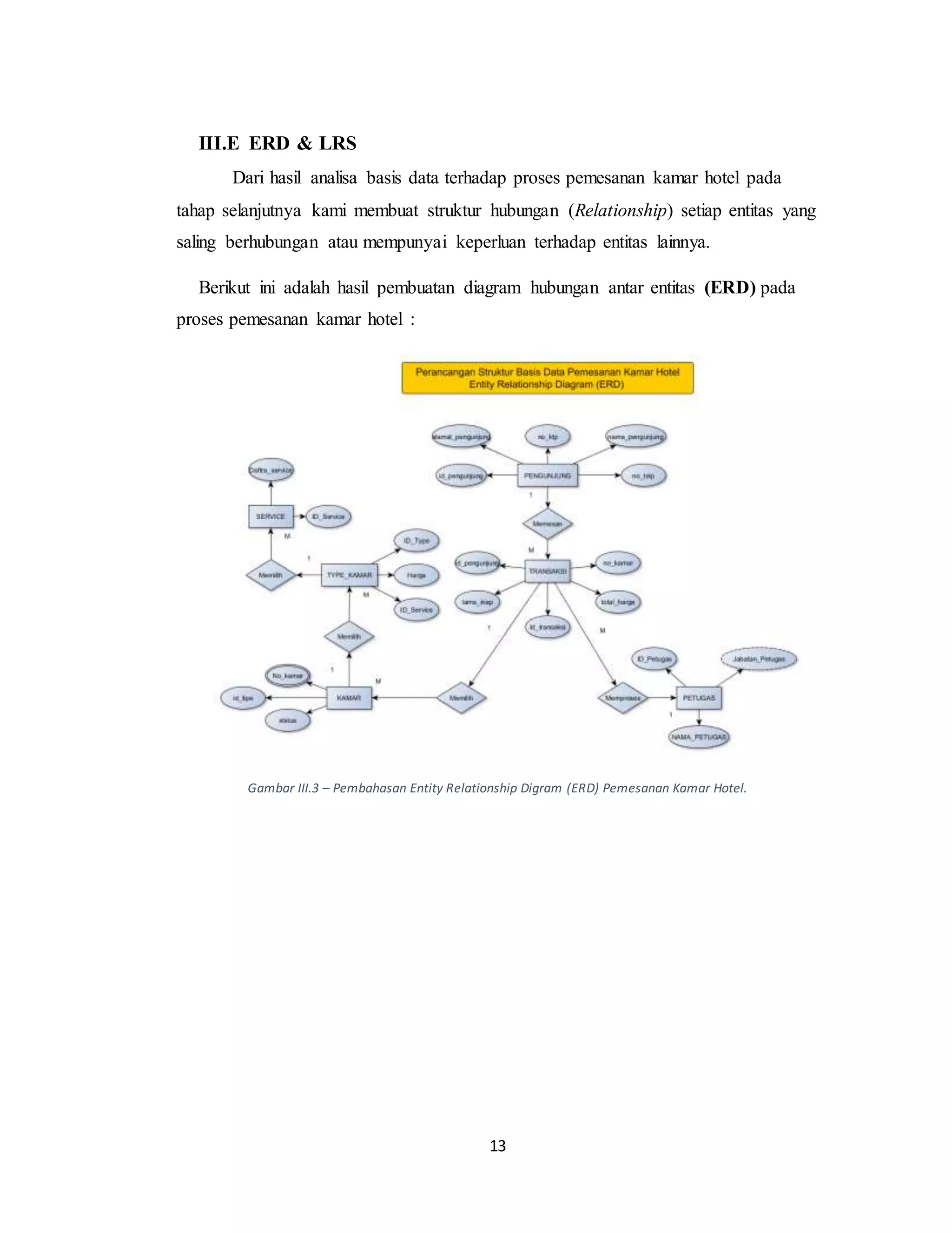 Makalah Perancangan ERD & LRS Pada Sistem Pemesanan Hotel | DOCX