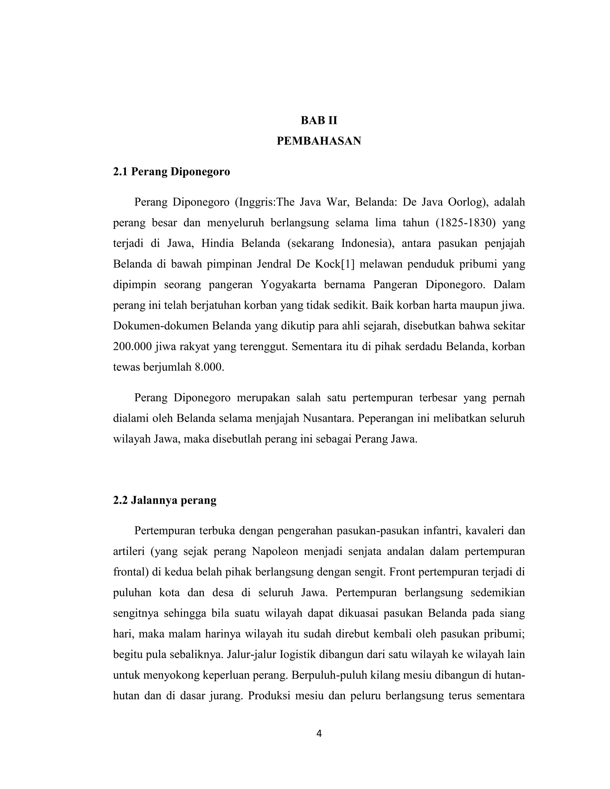 Makalah perang diponogoro l | DOCX