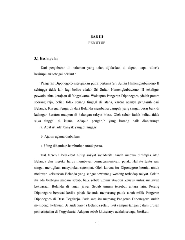 Makalah perang diponogoro l | DOCX