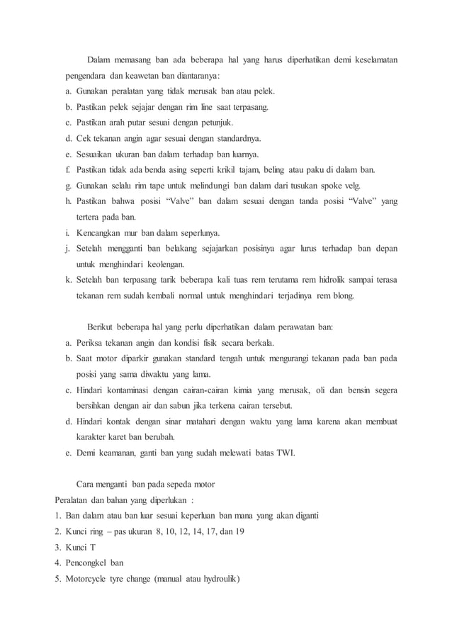 Makalah perawatan ban dan roda | DOCX