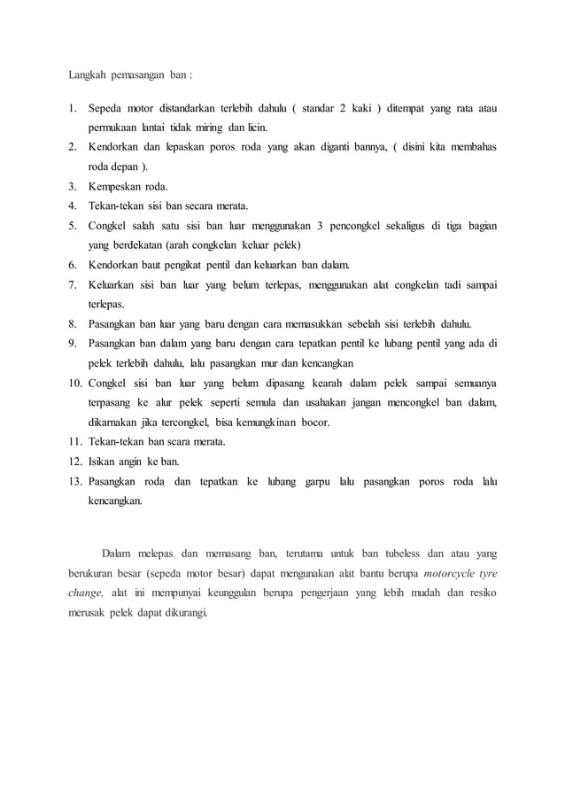 Makalah perawatan ban dan roda | DOCX